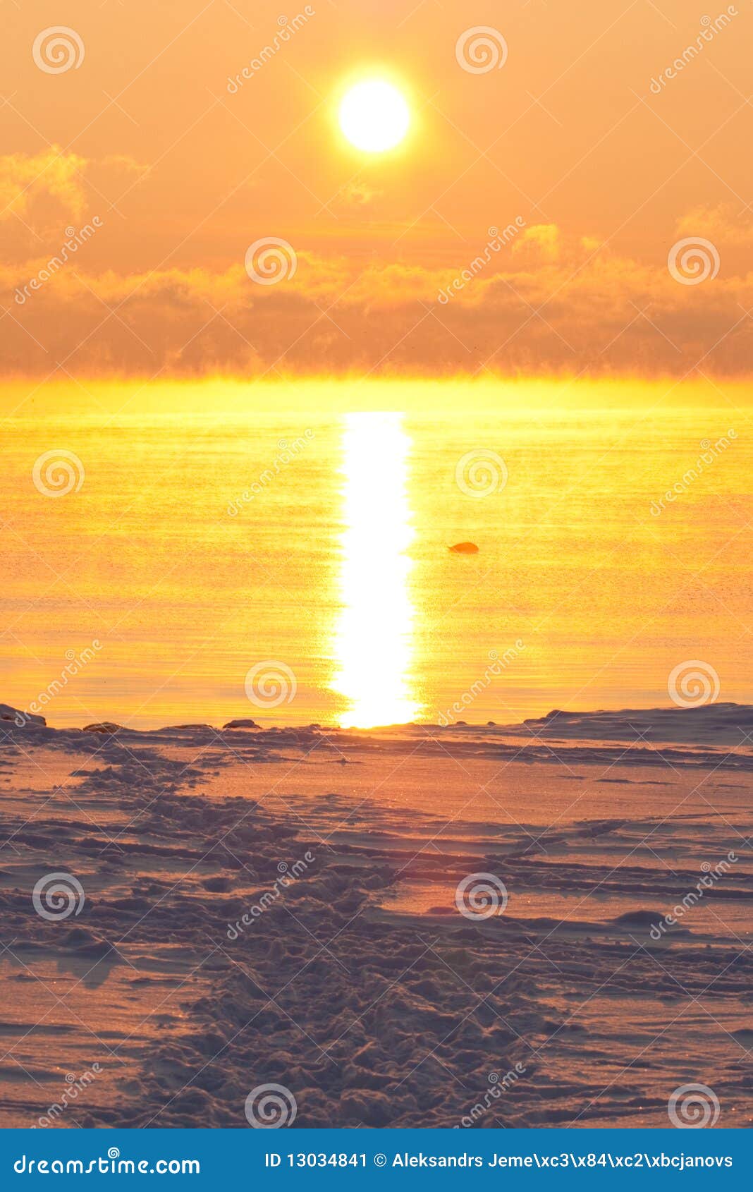 Sunset over icy sea stock image. Image of silence, baltic - 13034841