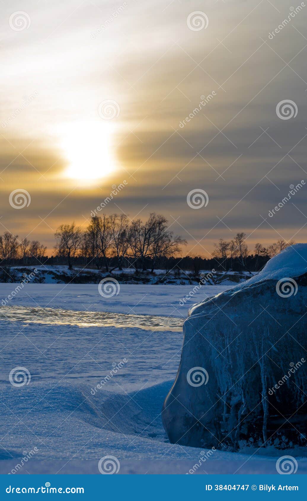 Sunset over icy shore. stock image. Image of frostbound - 38404747