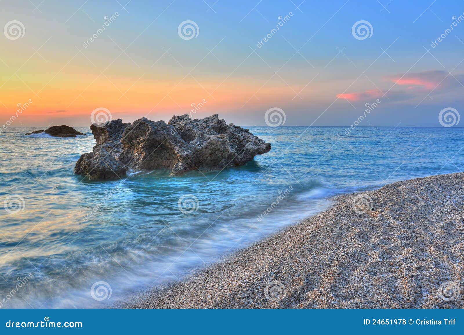 Sunset Over Kathisma Beach, Lefkada - Greece Stock Photo - Image of ...