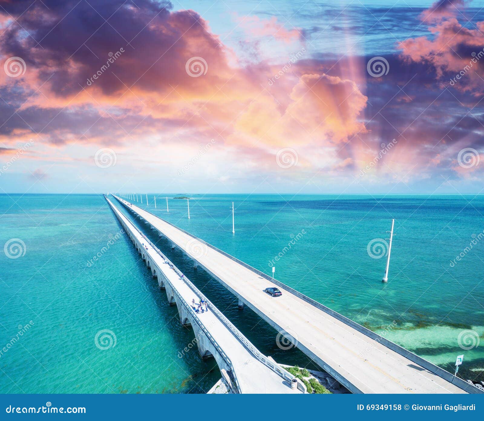 Sunset Over Keys Bridge, Florida Stock Photo - Image of travel, beach ...