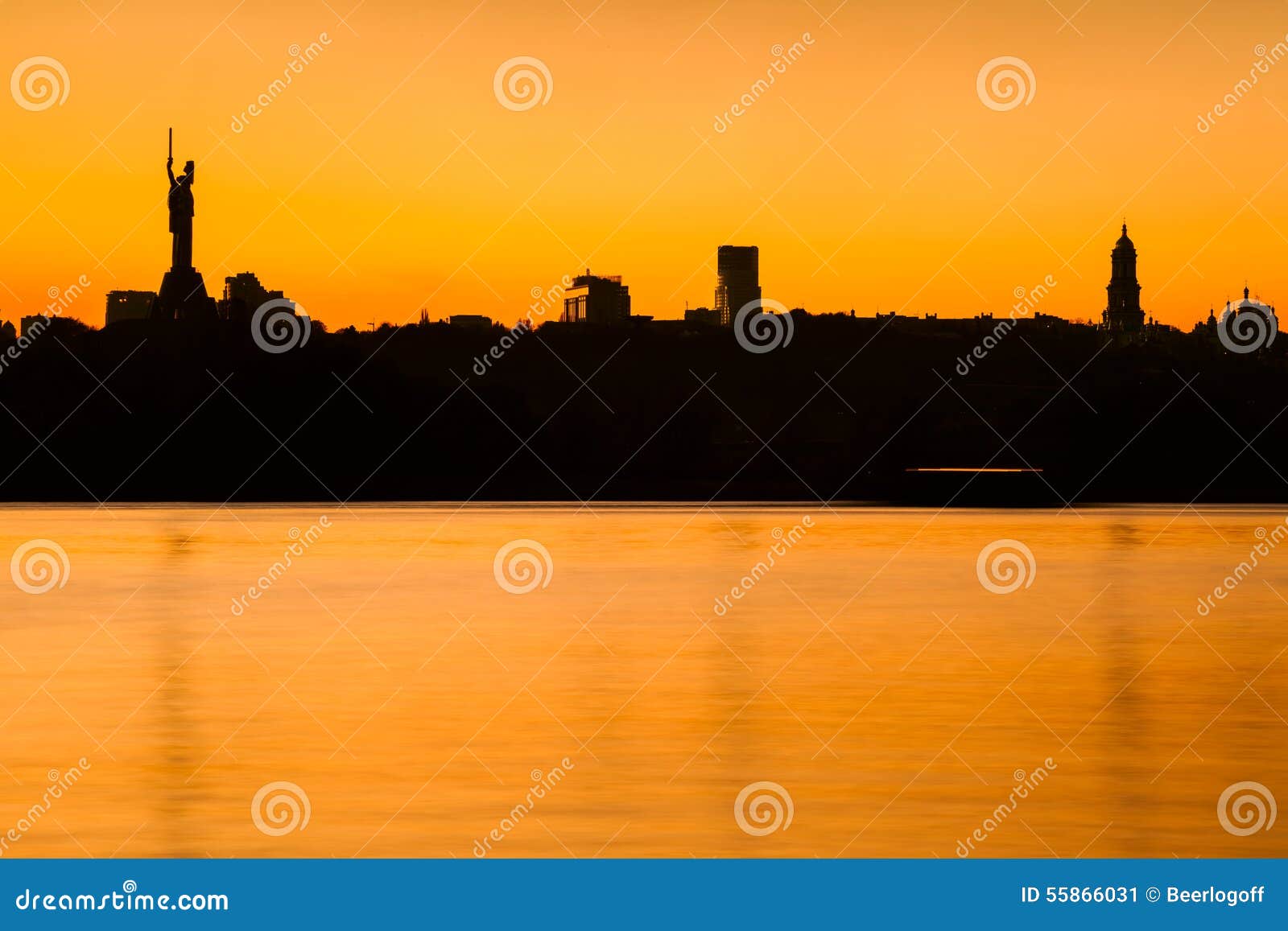 Sunset Over Kiev City Skyline Stock Image - Image of landscape ...