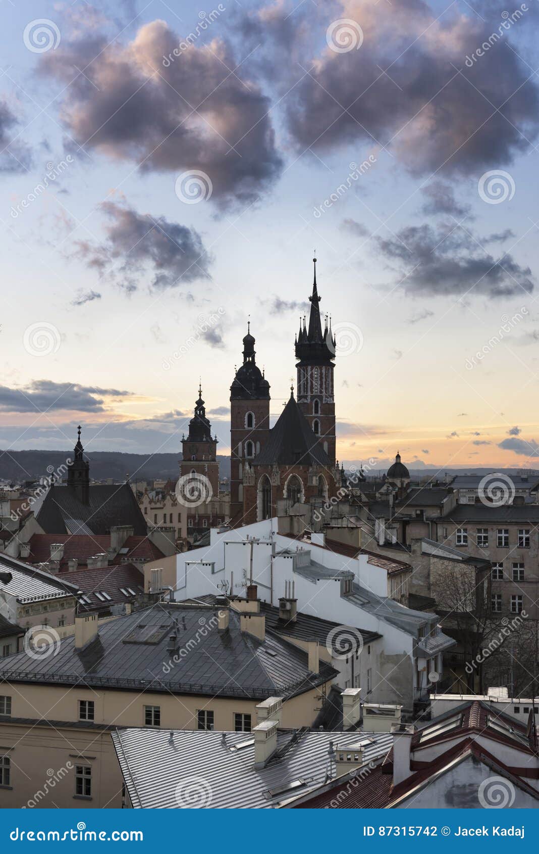 Sunset Over Krakow in Poland Stock Photo - Image of attraction ...