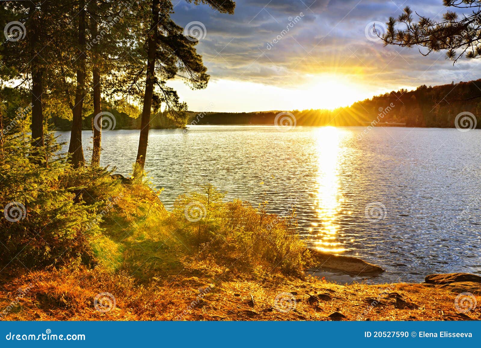 Sunset over lake stock photo. Image of flaring, ontario - 20527590