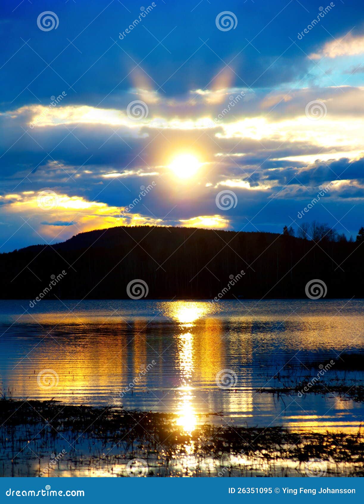 Sunset over lake stock image. Image of sunset, lake, night - 26351095