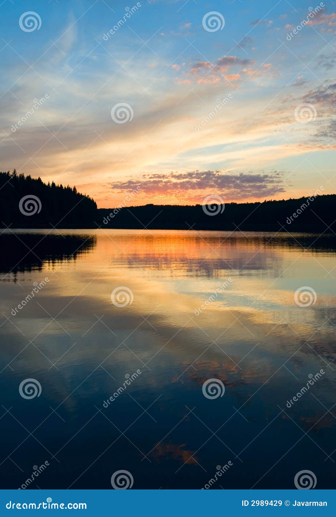 Sunset over the lake stock image. Image of remote, dark - 2989429