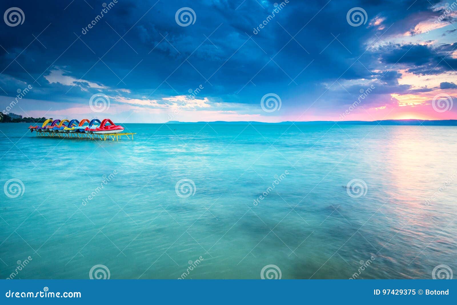 Sunset Over Lake Balaton, Hungary Stock Image - Image of lake, scenic ...