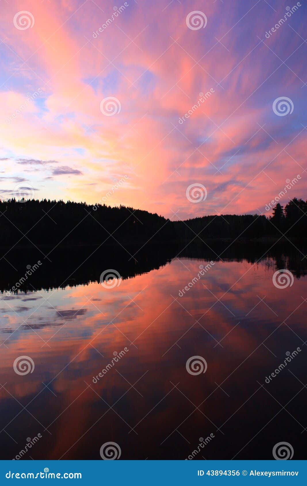 Sunset over lake stock photo. Image of summer, clouds - 43894356