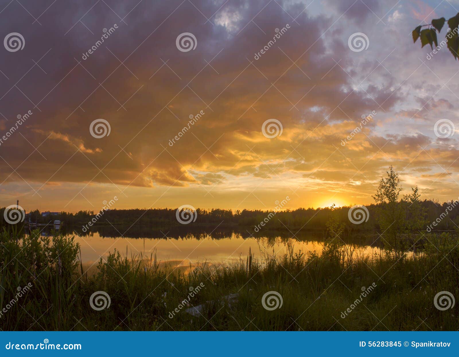 Sunset over the lake stock image. Image of golden, color - 56283845