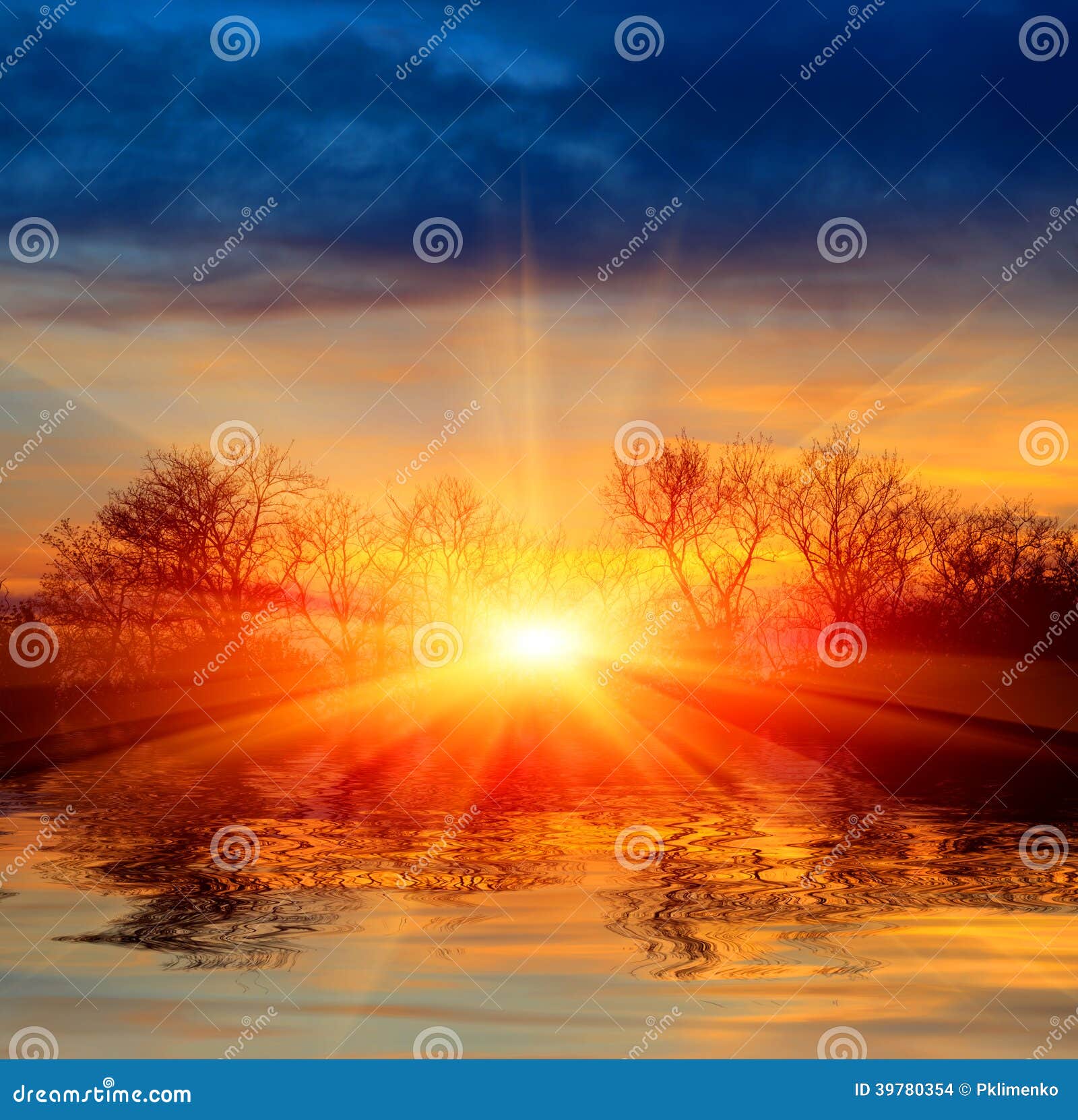 Sunset over lake stock photo. Image of evening, reflection - 39780354