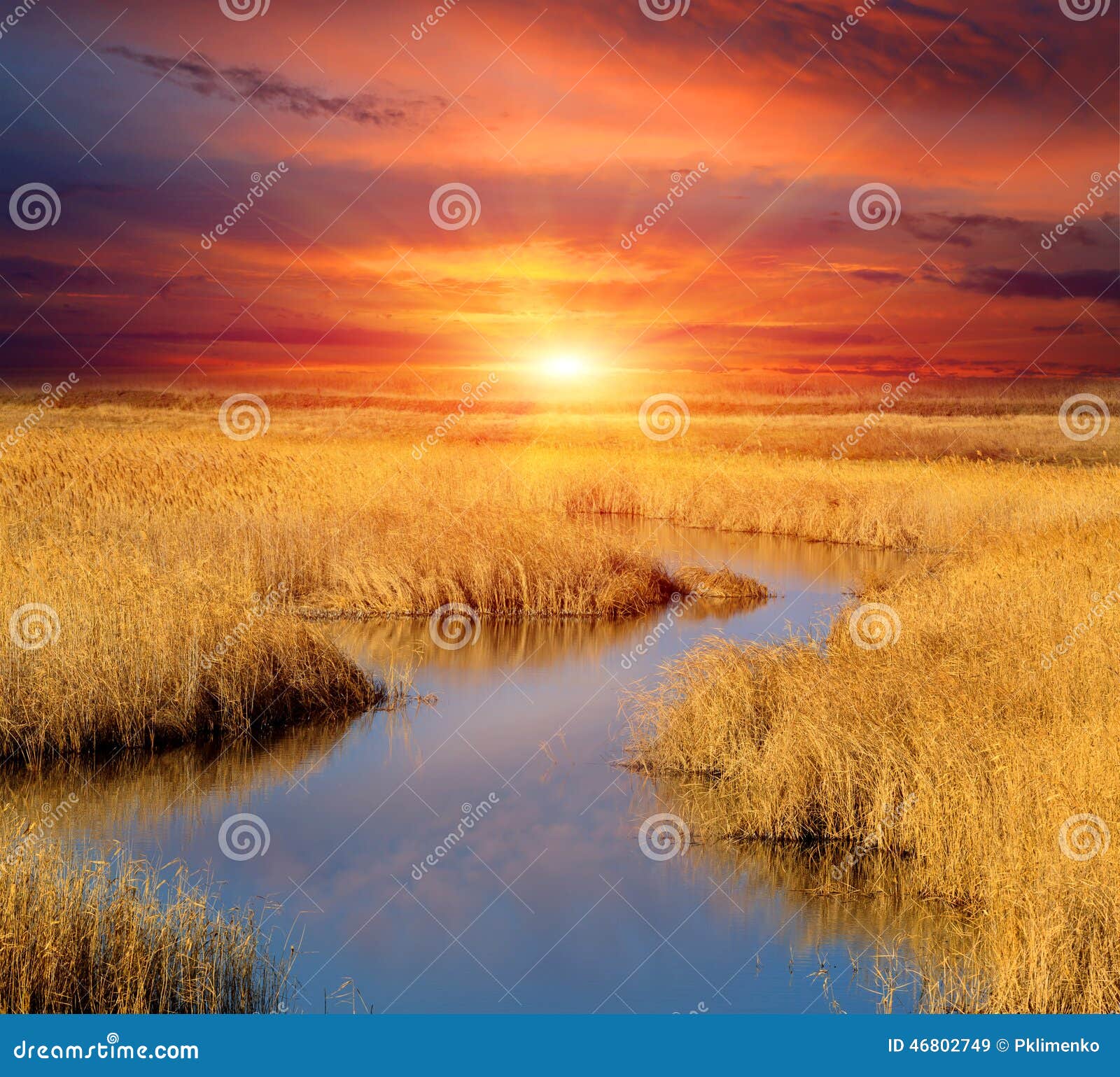 Sunset over lake stock image. Image of quiet, prairie - 46802749