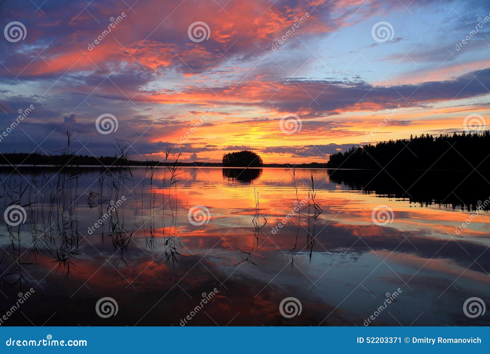 Sunset over the Lake stock image. Image of night, blue - 52203371