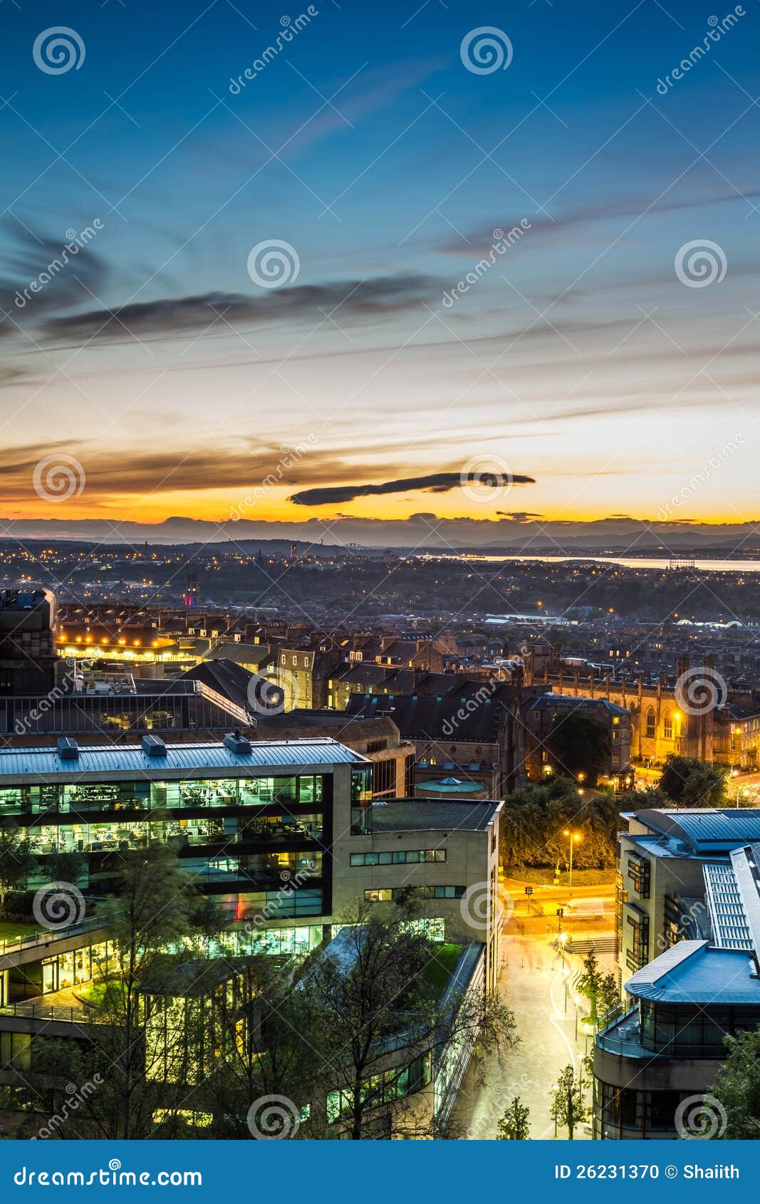 Sunset Over the Lighted City Stock Photo - Image of calton, light: 26231370