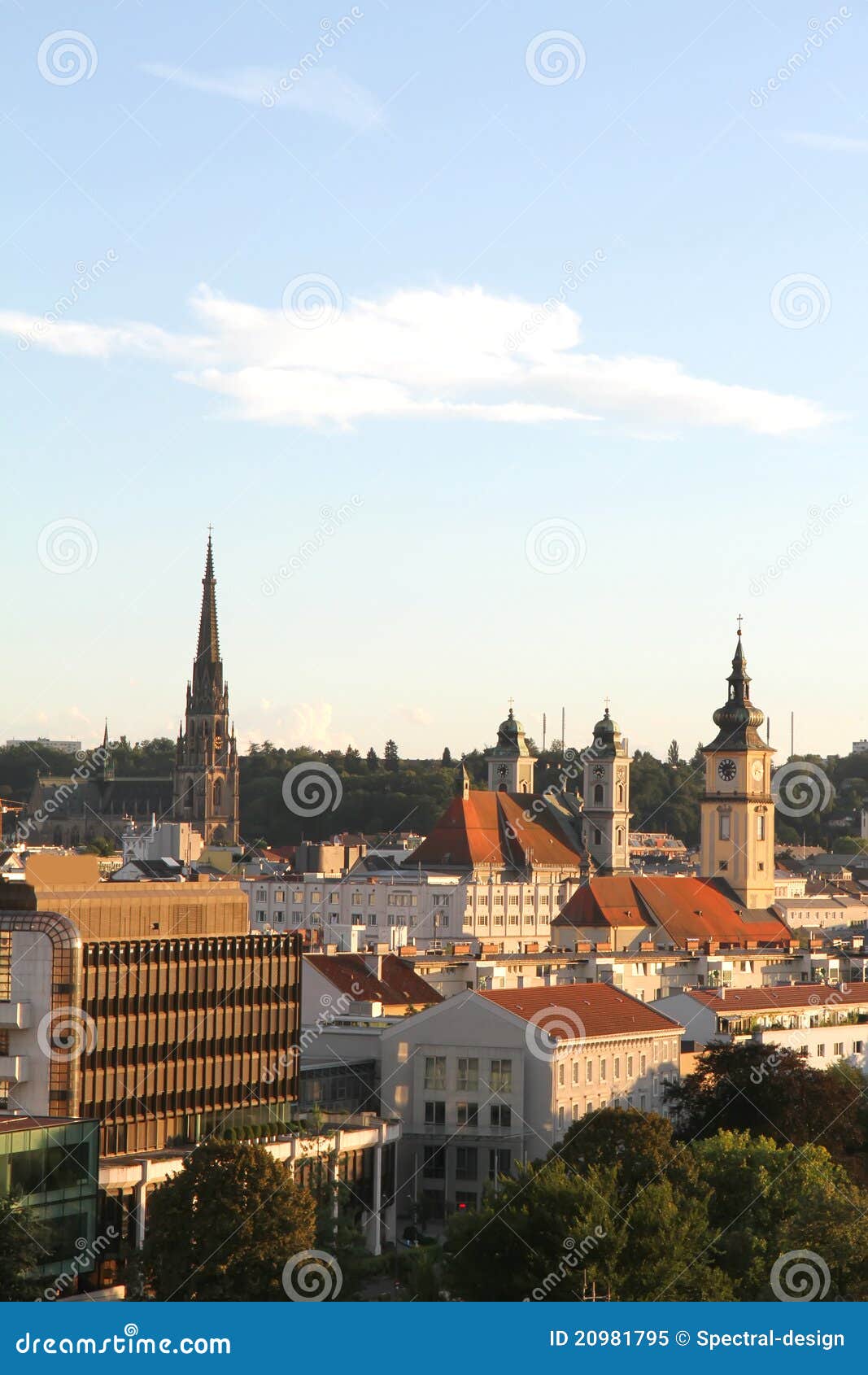 Sunset over Linz stock image. Image of town, oberoesterreich - 20981795