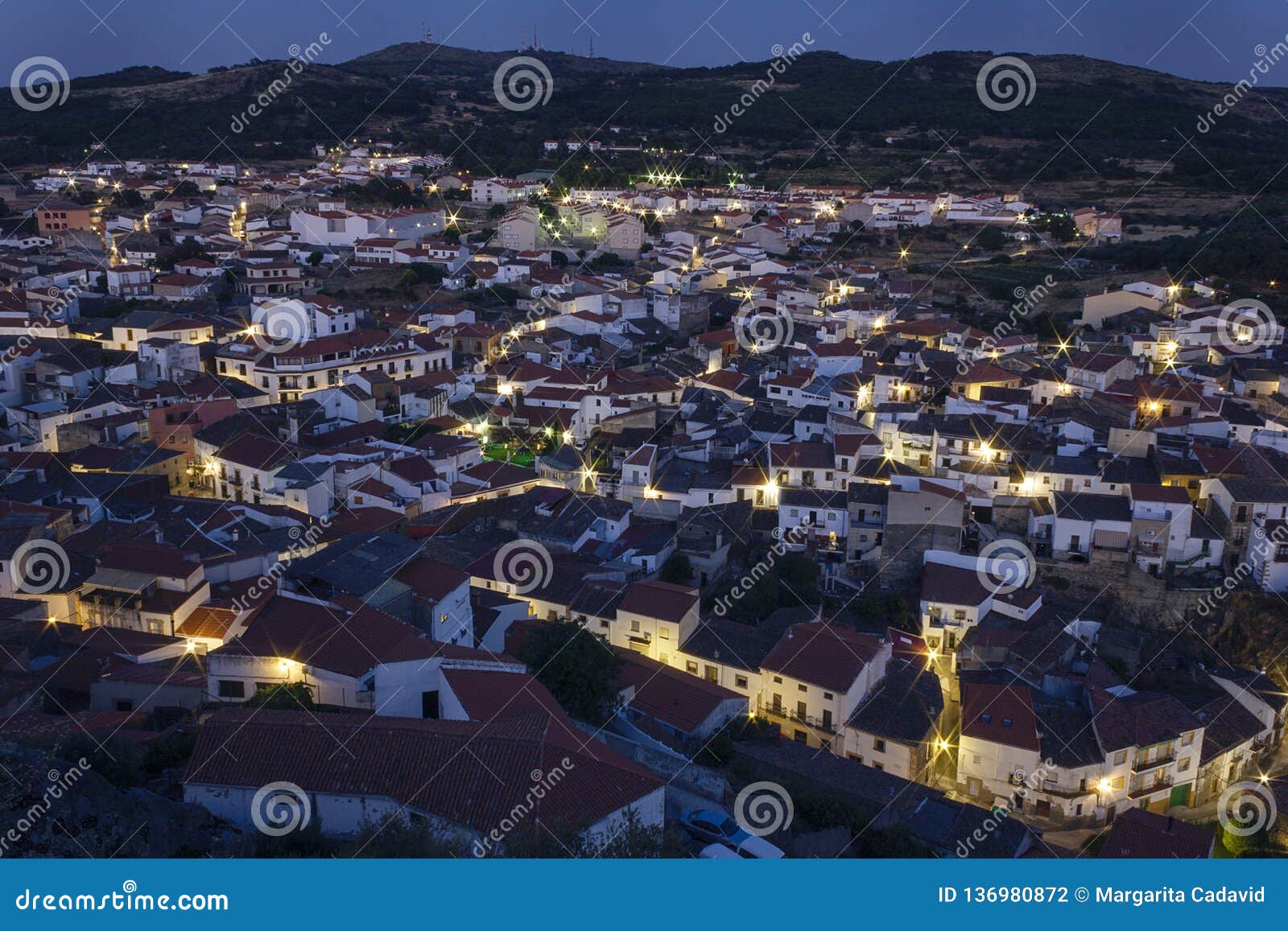 Sunset Over the Little Town of Montanchez Stock Photo - Image of ...