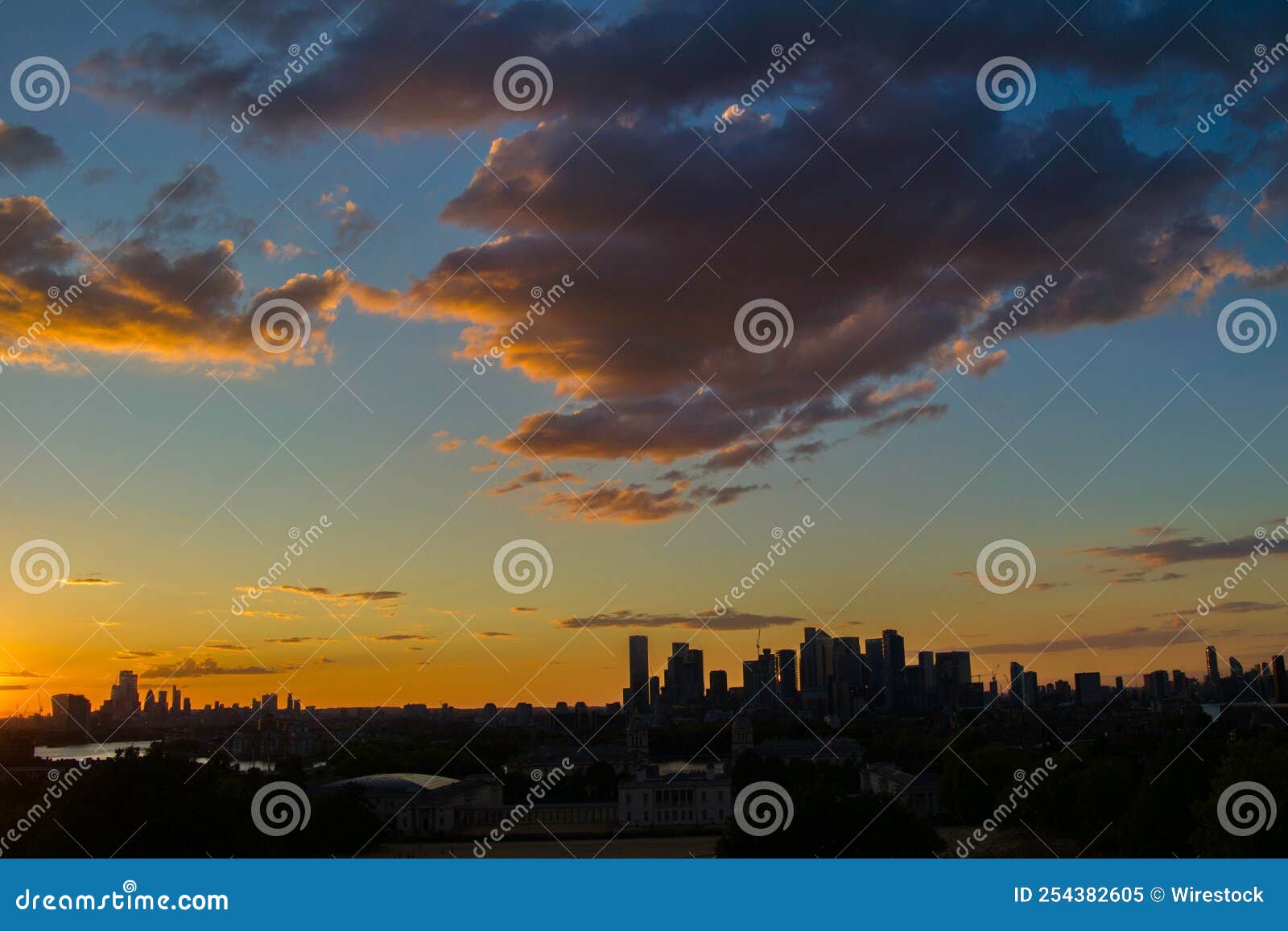 Sunset Over London As Seen from Greenwich Stock Image - Image of night ...
