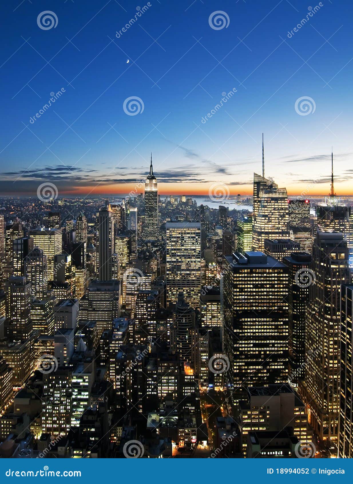 Sunset over manhattan stock photo. Image of distance - 18994052