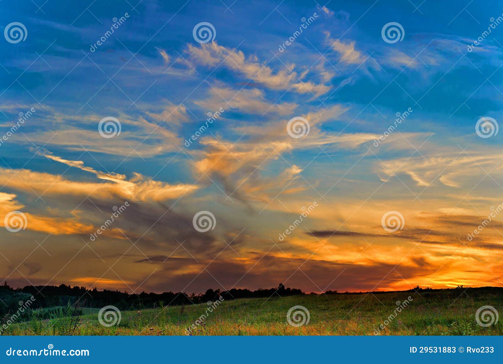 Sunset over the meadows stock image. Image of conservation - 29531883