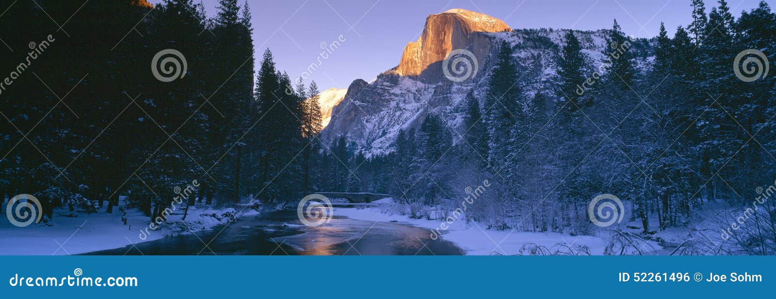 Sunset Over Merced River and Half Dome, Yosemite, California Stock ...