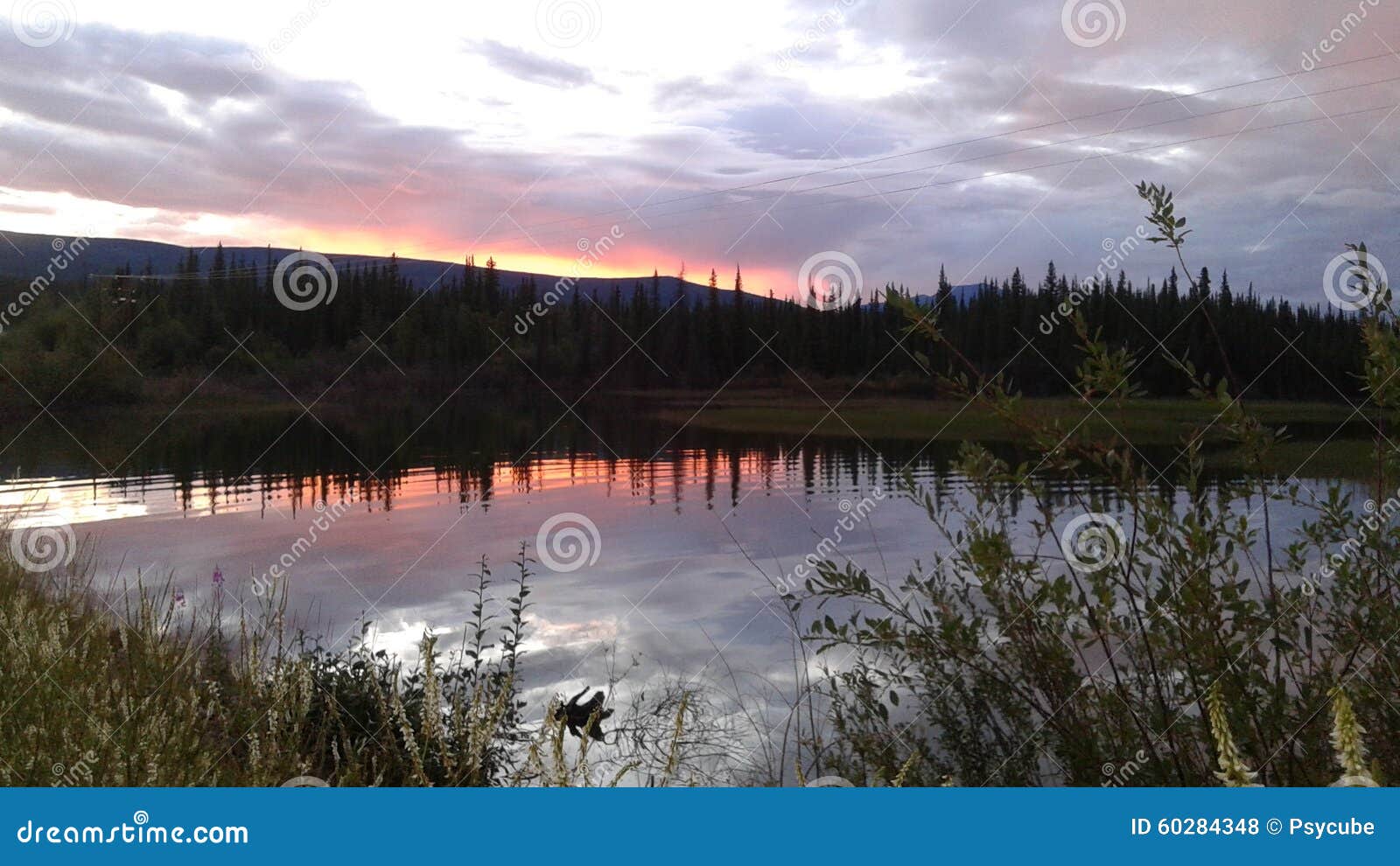 Sunset Over Minto Lake Yukon Territory Canada Stock Photos - Free ...