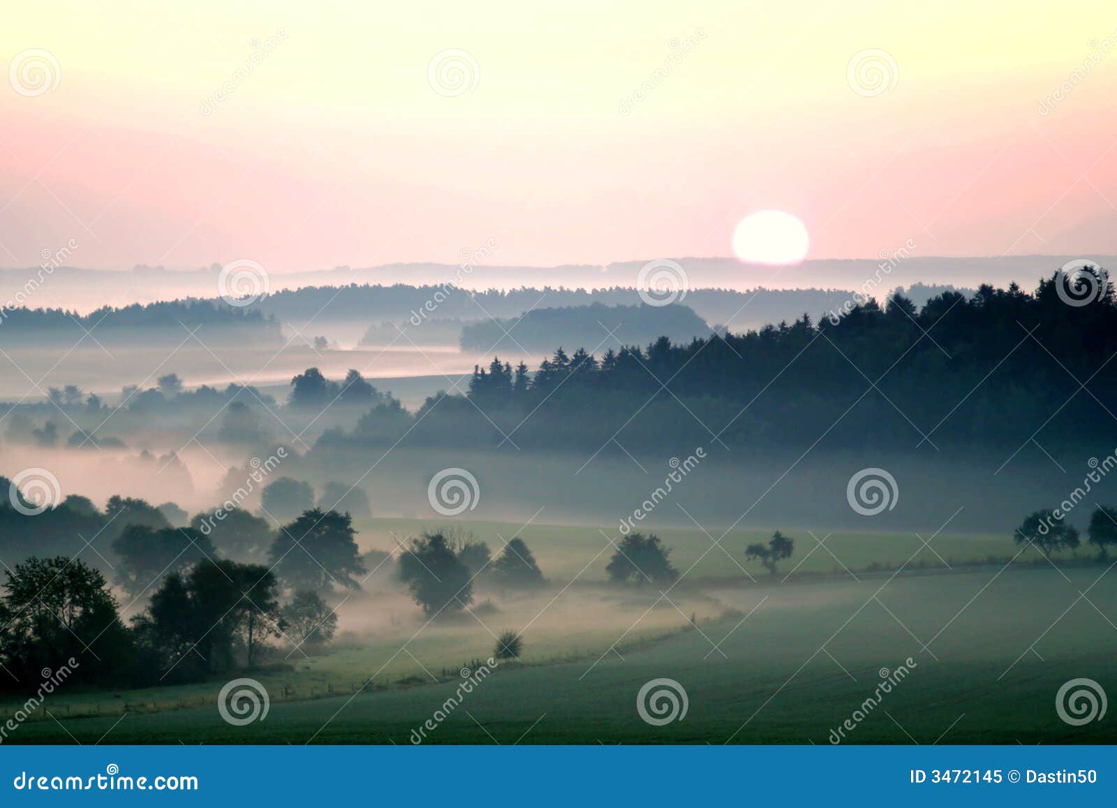 Sunset Over Misty Landscape Stock Image - Image of natural, bohemian ...