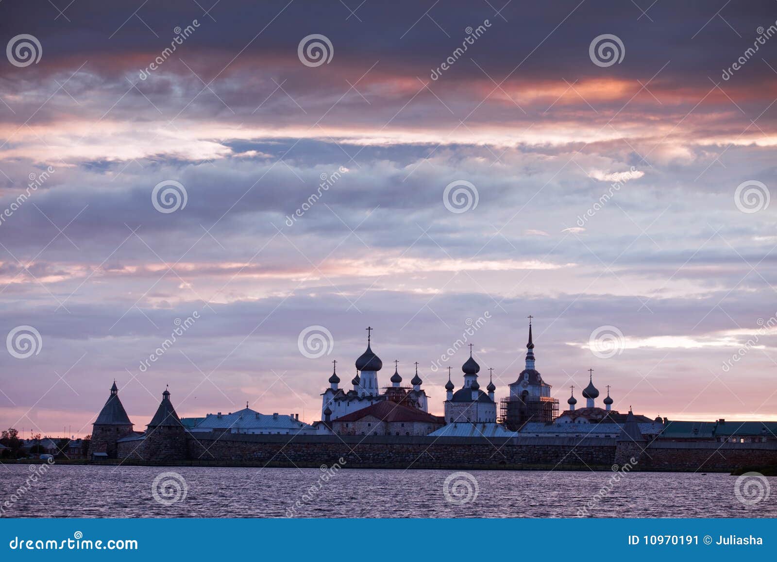 Sunset over Monastery stock image. Image of ancient, pond - 10970191