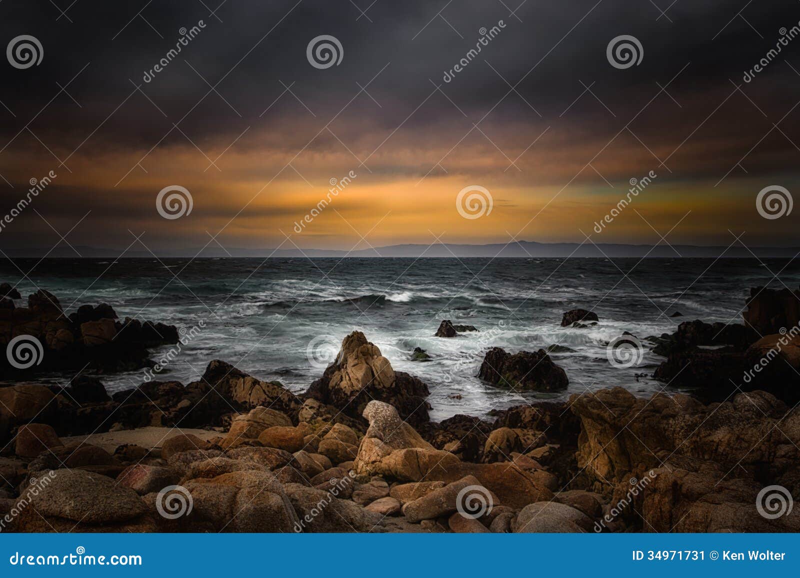Sunset Over Monterey Bay stock image. Image of danger - 34971731