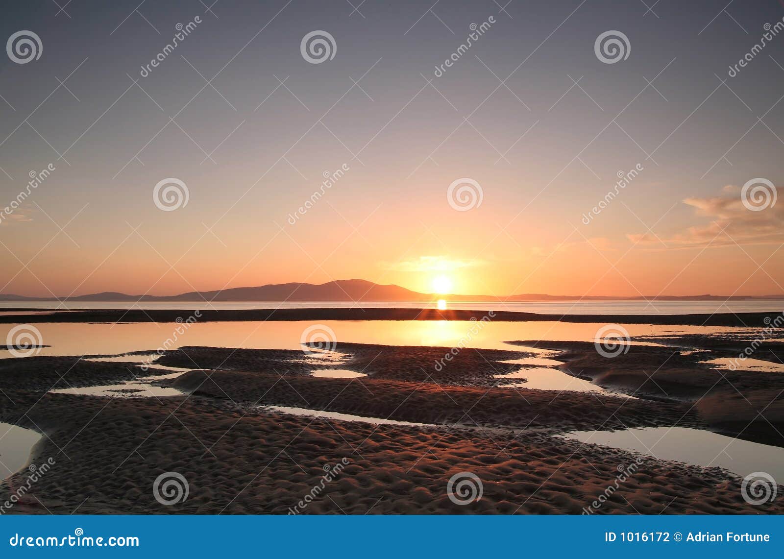 Sunset Over Mountain at Beach Stock Photo - Image of texture, sunset ...