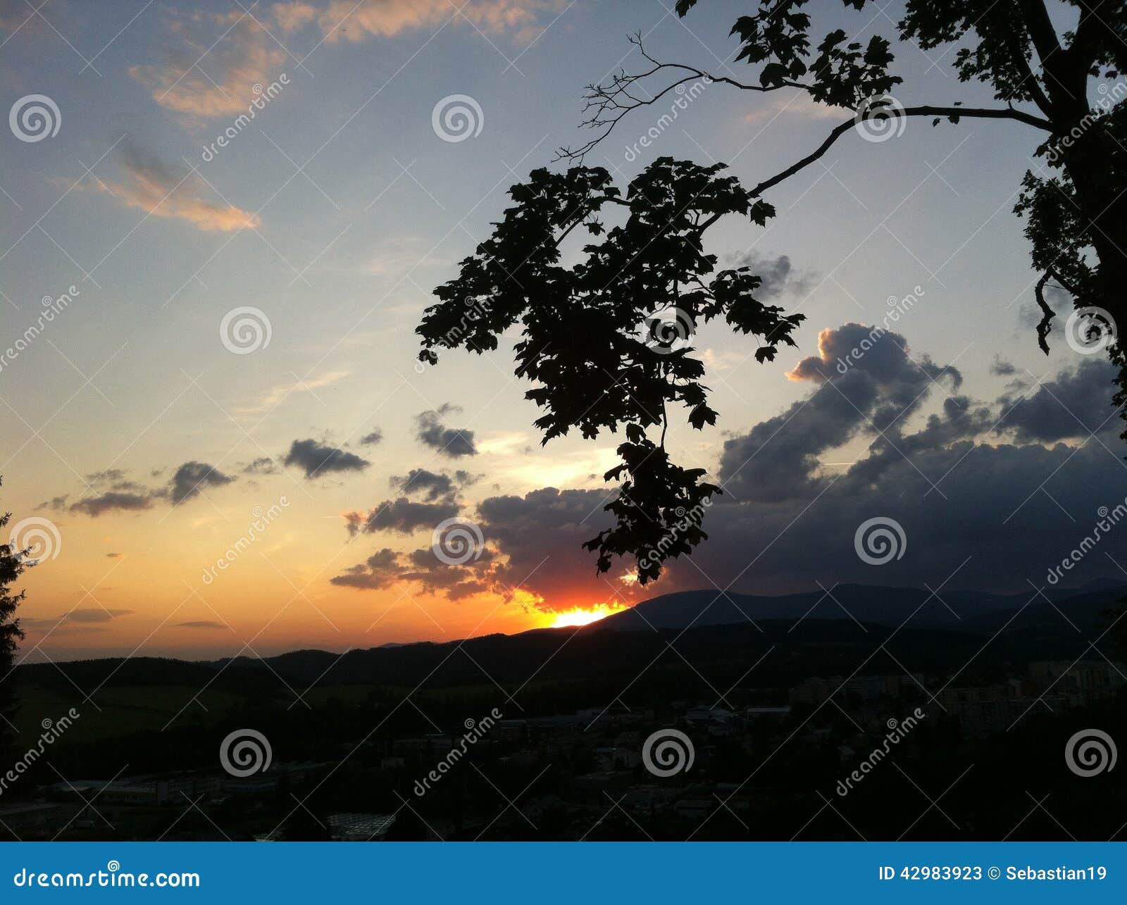 Sunset with Thundercloud Over the Mountain Stock Image - Image of sheet ...