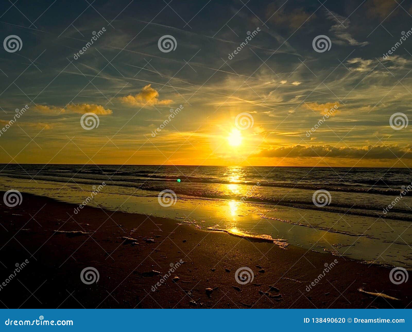 Sunset Over Netherlands Beach Stock Photo - Image of travel, sand ...