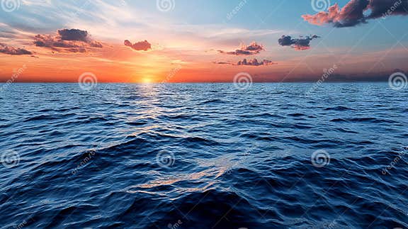 A Sunset Over the Ocean with Clouds in the Sky Stock Image - Image of creating, waves: 352876519