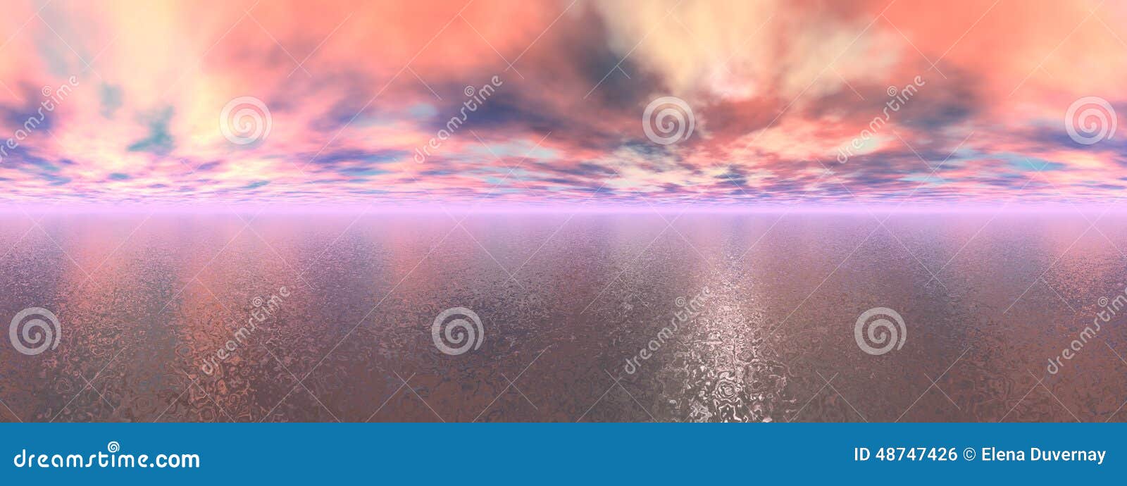 Sunset Over Ocean - 3D Render Stock Illustration - Illustration of ...