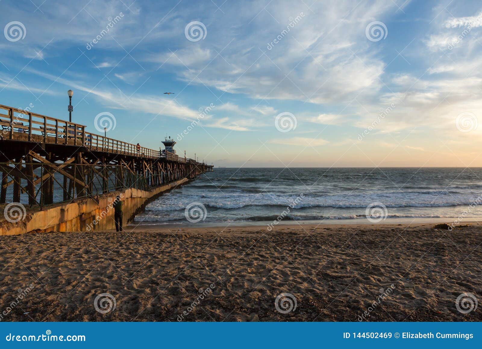Sunset Over an Ocean Pier on the West Coast Stock Image - Image of ...