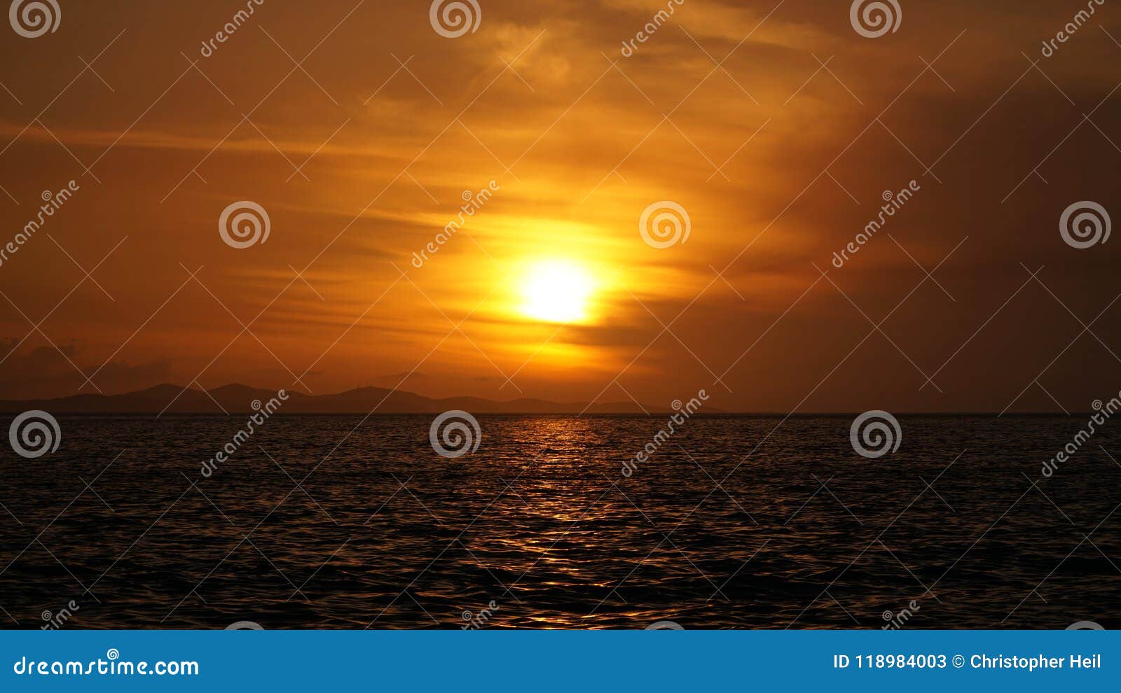 Sunset Over the Ocean with Thunder Clouds Near Corinth, Greece. Stock ...