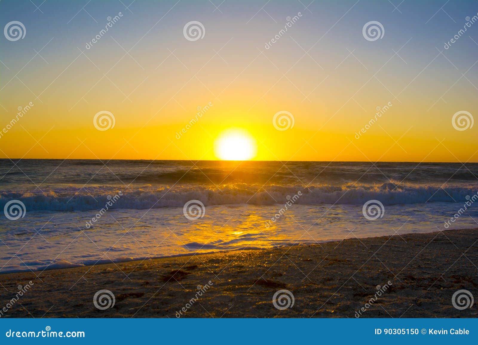 Sunset Over the Ocean with Waves Stock Photo - Image of sandybeach ...