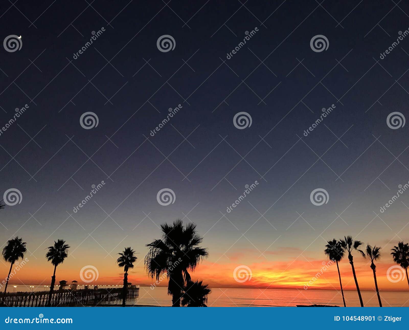 Sunset Over Oceanside Pier, California Stock Image - Image of clouds ...