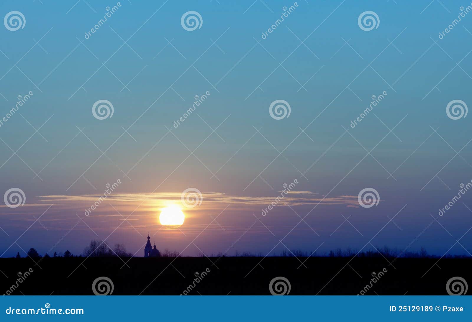 Sunset Over the Old Christian Church Stock Image - Image of bright ...