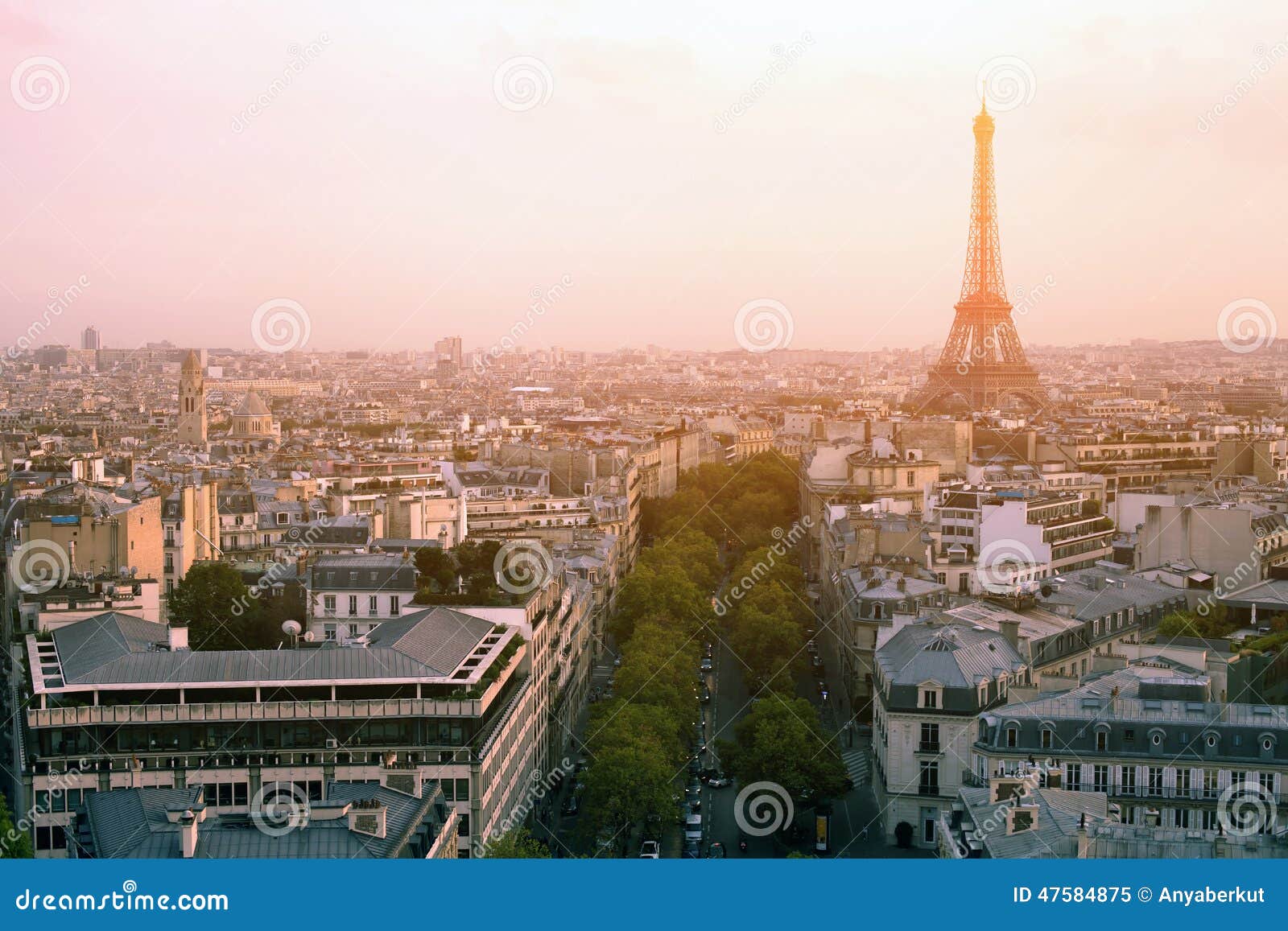 Sunset over Paris stock image. Image of real, evening - 47584875