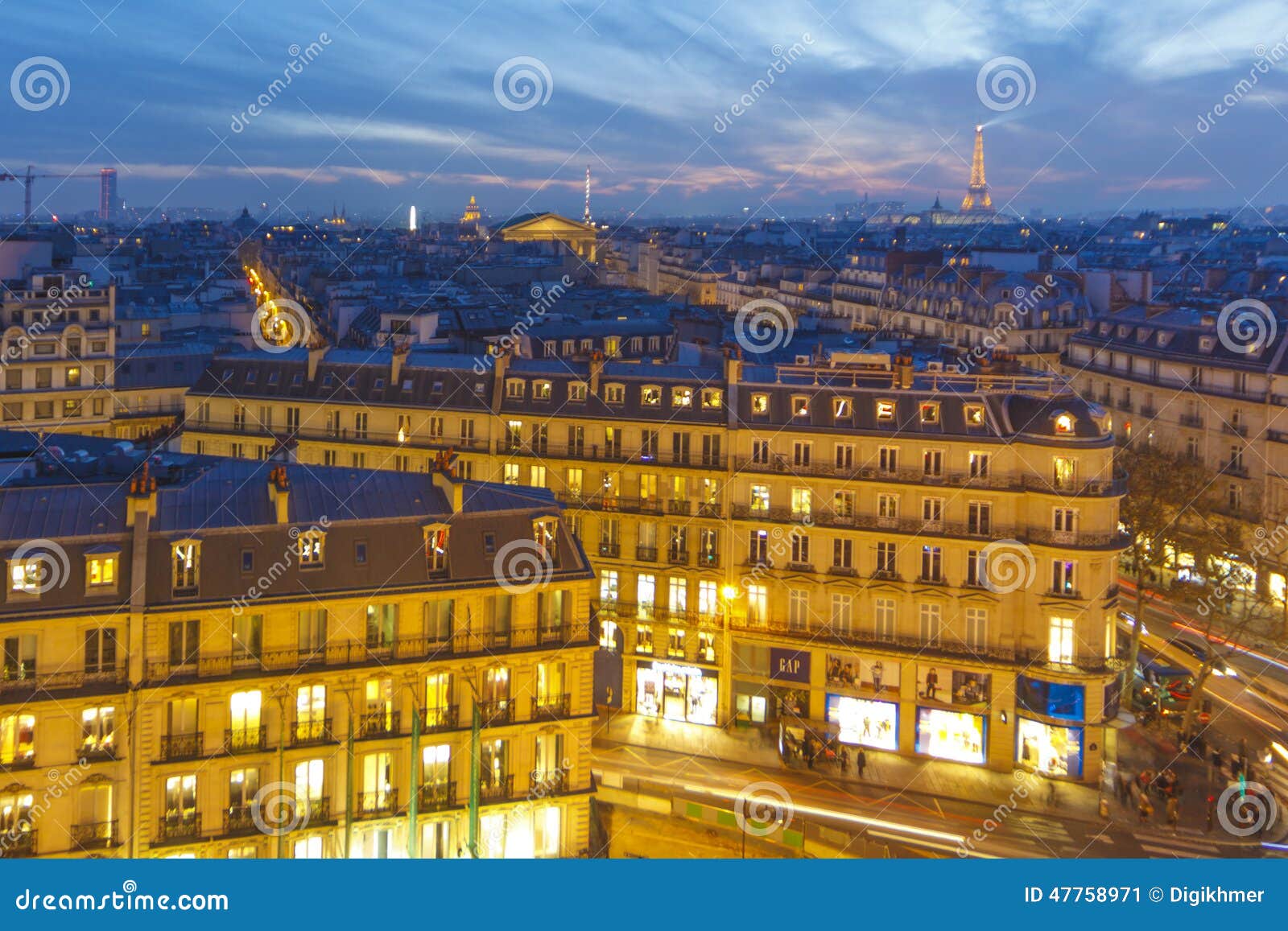 Sunset over Paris editorial photo. Image of sunrise, cloud - 47758971