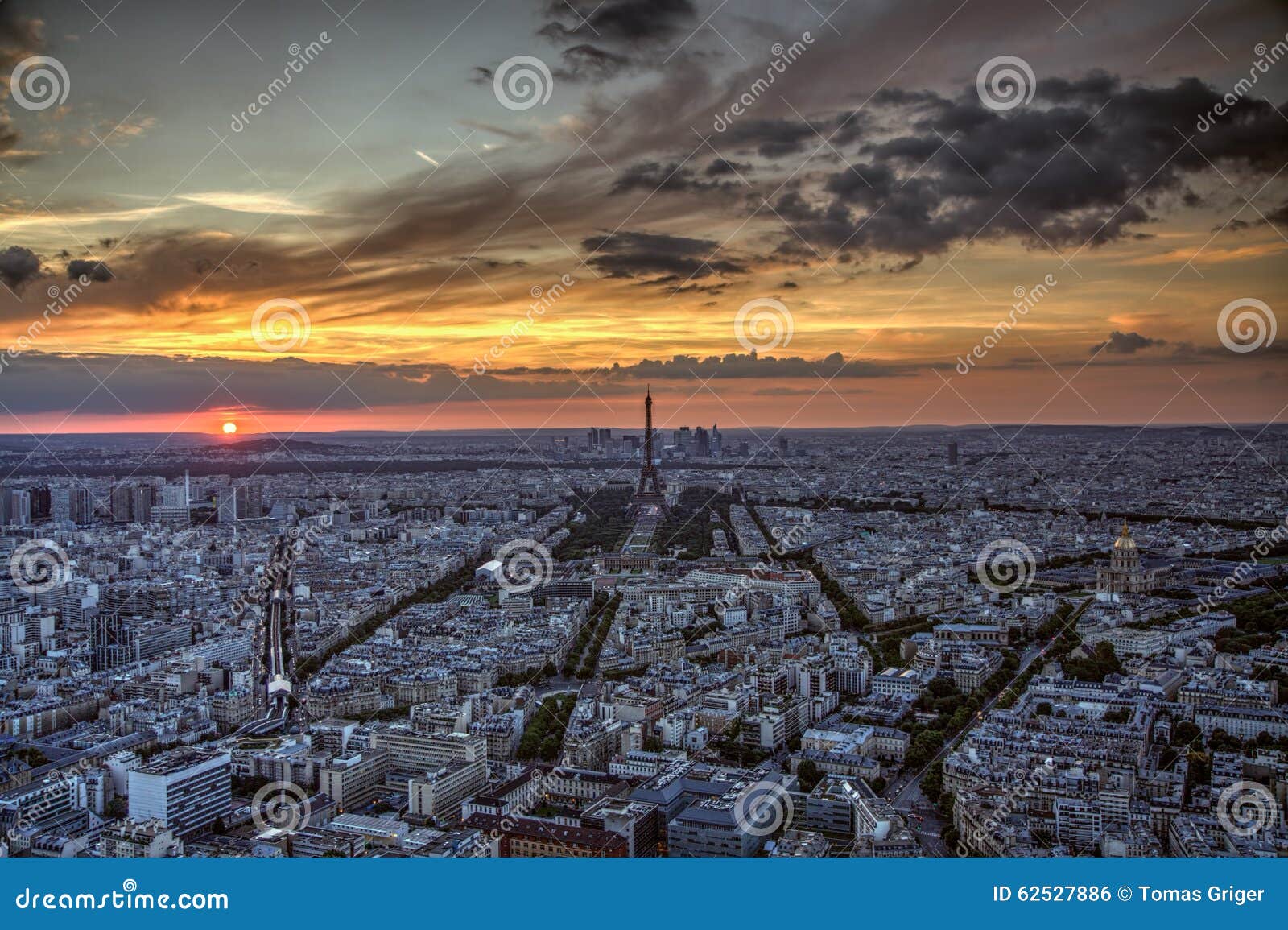 Sunset over Paris stock photo. Image of europe, romantic - 62527886