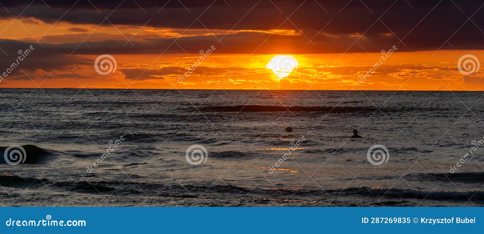 Sunset Over the Polish Sea in Leba Stock Image - Image of horizon ...