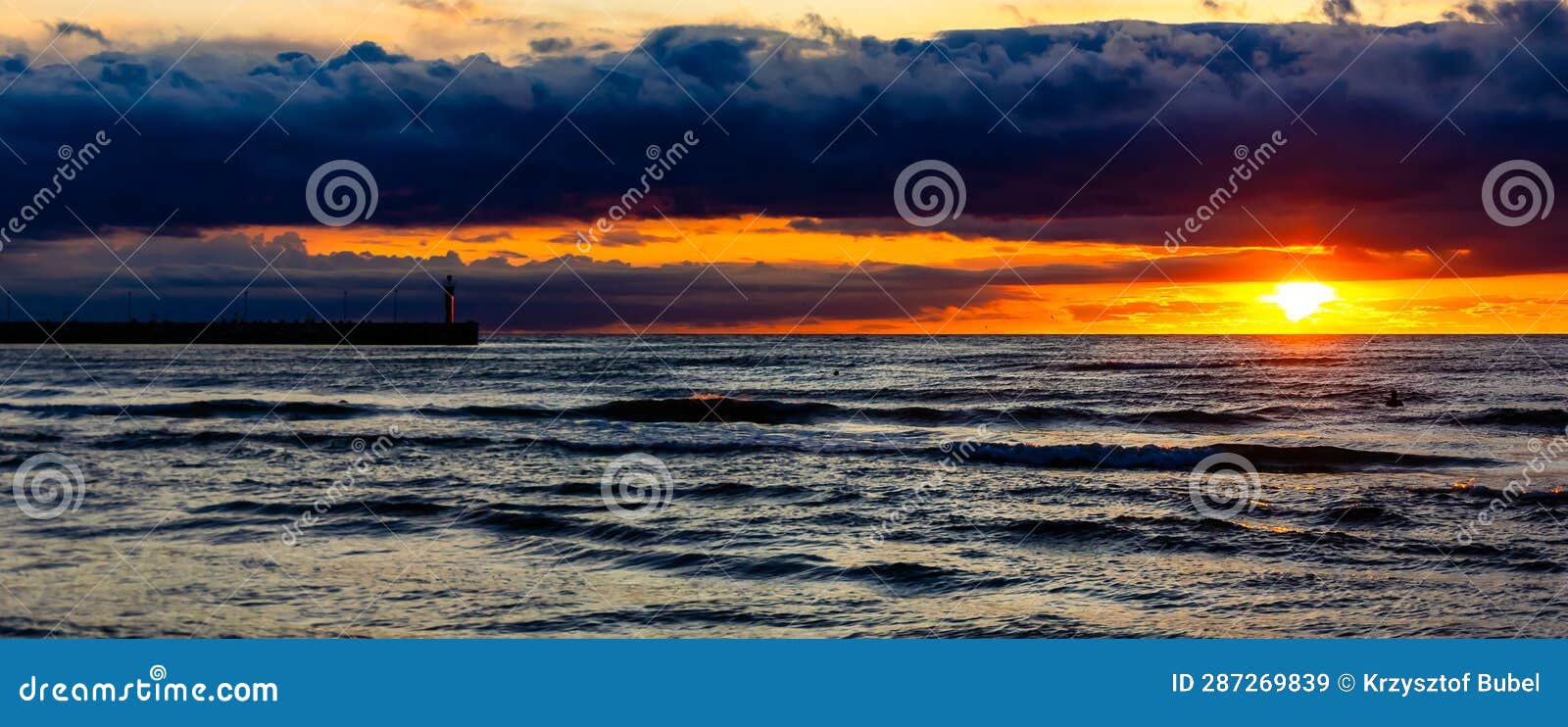 Sunset Over the Polish Sea in Leba Stock Image - Image of blue, sand ...