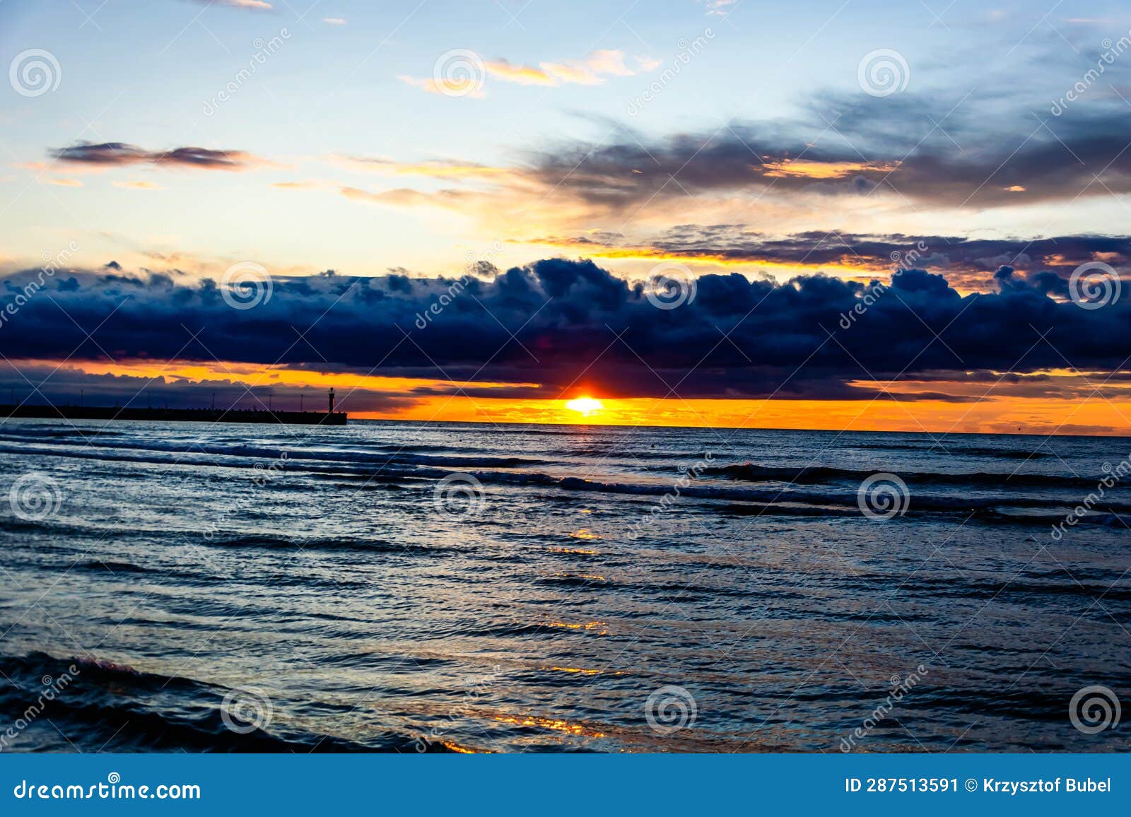 Sunset Over the Polish Sea in Leba Stock Image - Image of vacation ...