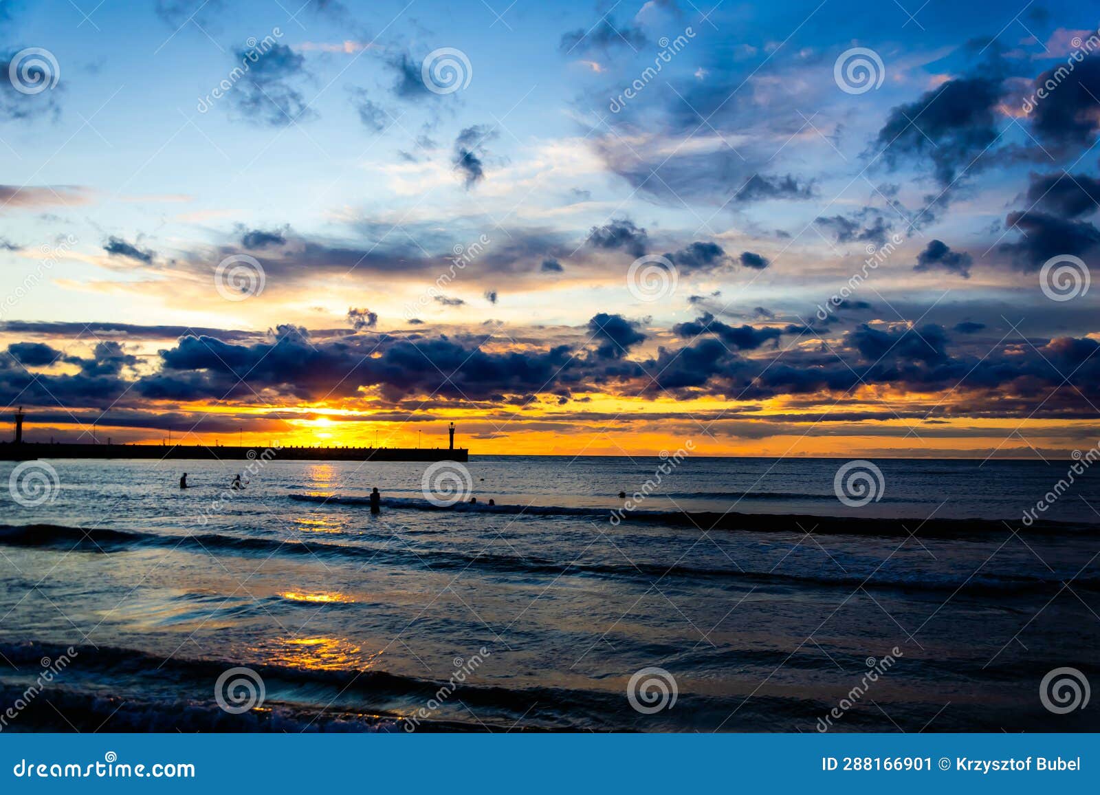 Sunset Over the Polish Sea in Leba Stock Image - Image of landscape ...