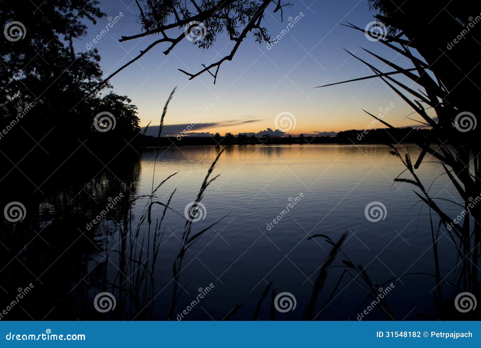 Sunset over the pond stock photo. Image of sunrise, reservoir - 31548182