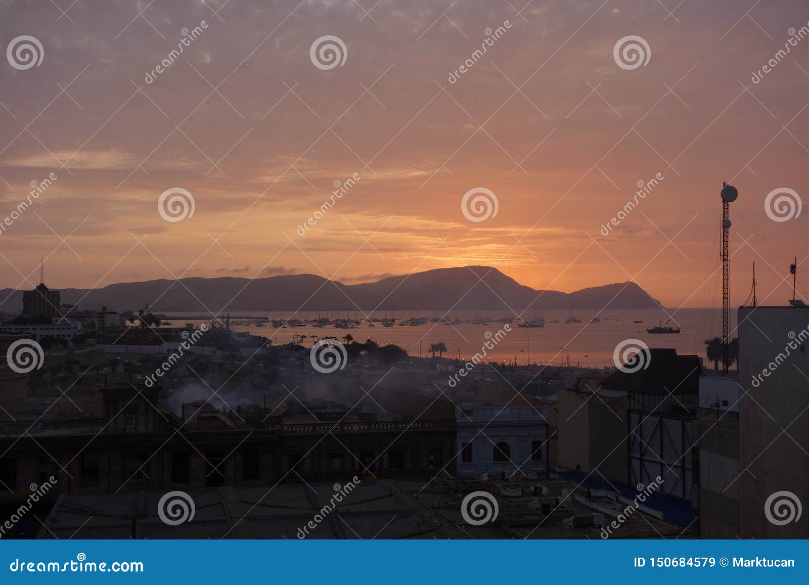 Sunset Over the Port of Callao. Lima, Peru Editorial Stock Image ...