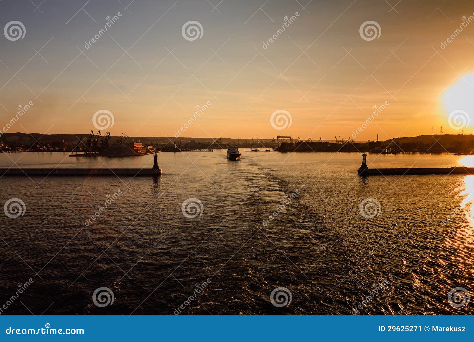 Sunset Over the Port of Gdynia Editorial Photo - Image of port, ship ...