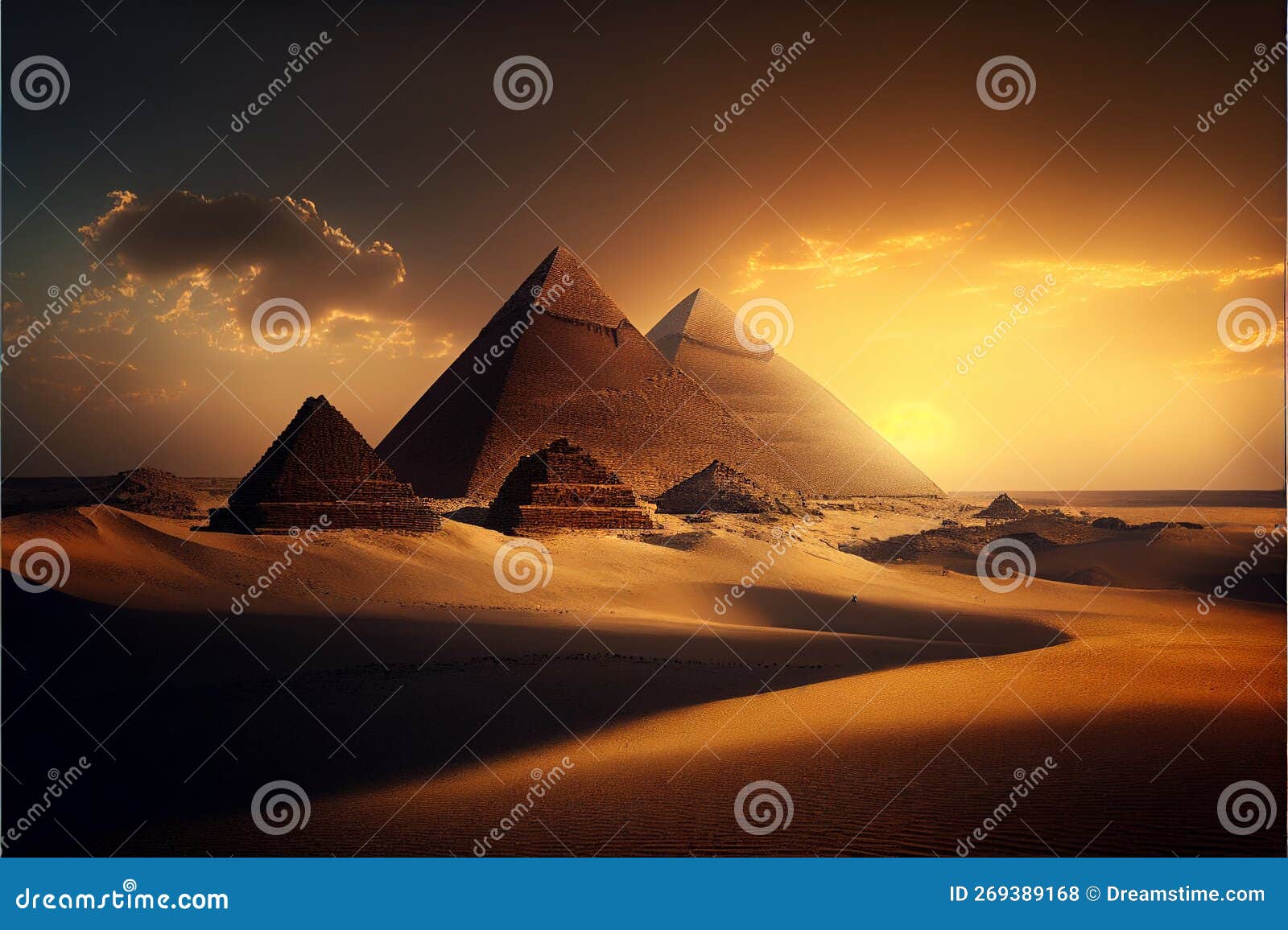 Sunset Over the Pyramids of Giza. AI Generated. Stock Illustration ...