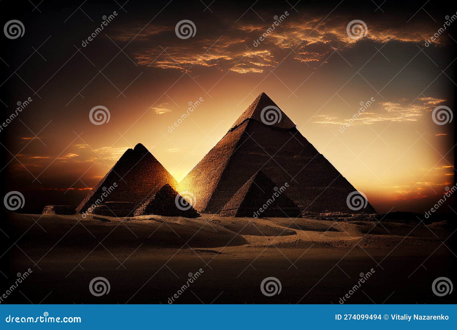 Sunset Over the Pyramids of Giza. AI Generated. Stock Photo - Image of ...