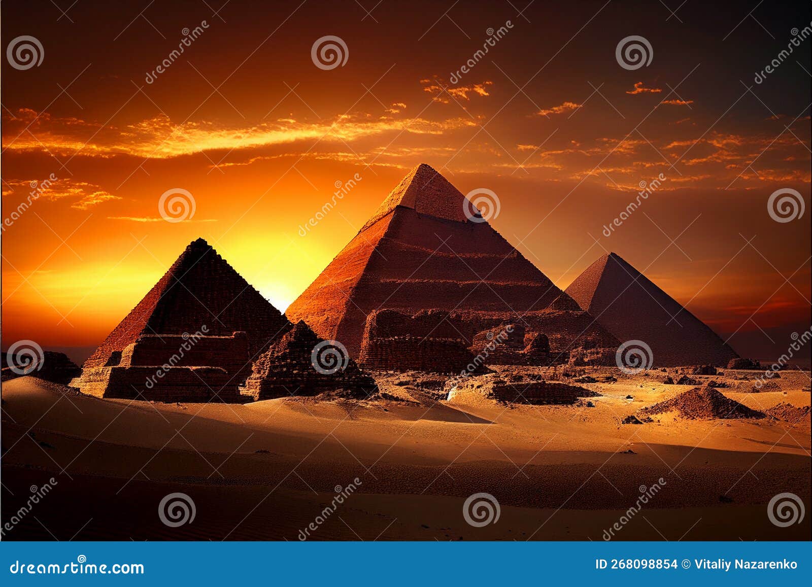 Sunset Over the Pyramids of Giza. AI Generated. Stock Photo - Image of ...