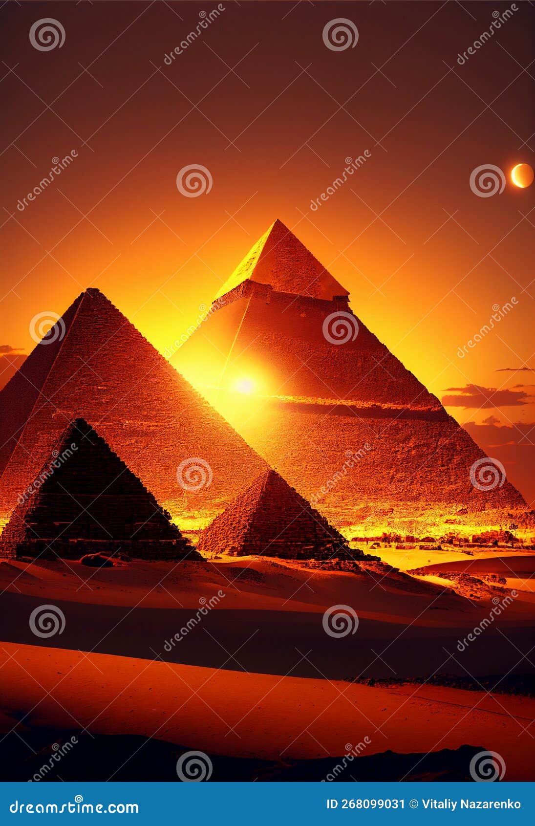 Sunset Over the Pyramids of Giza. AI Generated. Stock Image - Image of ...